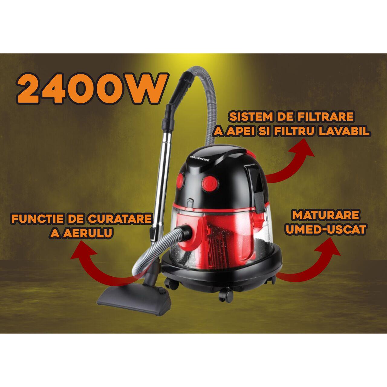Porszívó vízszűrővel Hausberg HB-2880RS, 2400 W teljesítménnyel, 20 ...